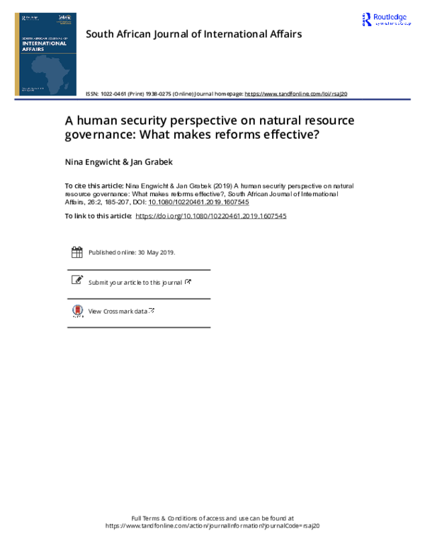 (PDF) A human security perspective on natural resource governance: What ...