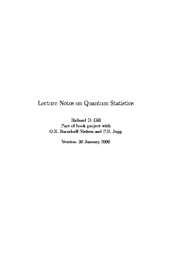 (PDF) Lecture notes on quantum statistics