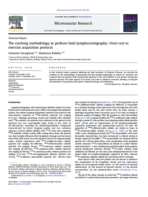 (PDF) The evolving methodology to perform limb lymphoscintigraphy: From ...