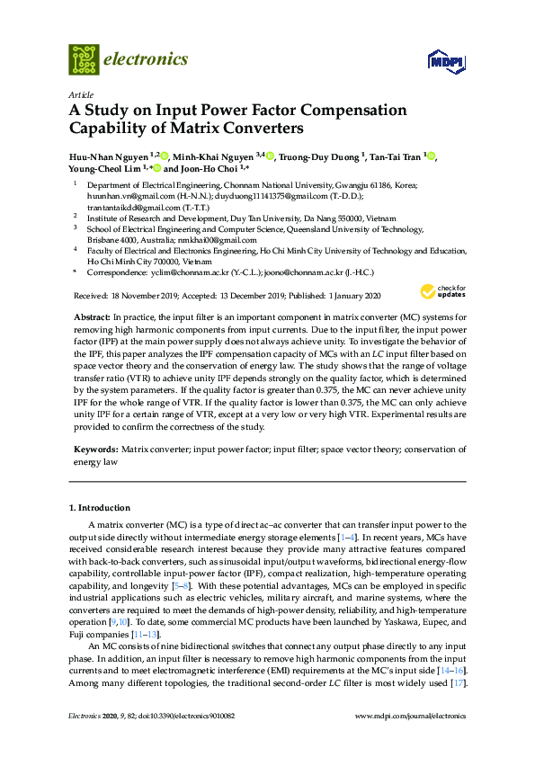 (PDF) A Study on Input Power Factor Compensation Capability of Matrix ...