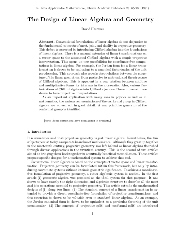 (PDF) The design of linear algebra and geometry