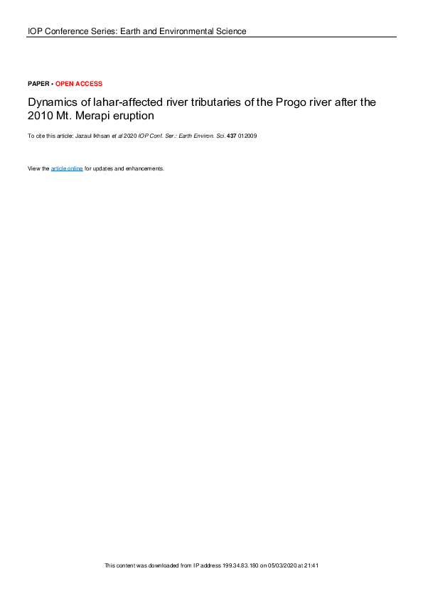 (PDF) Dynamics of lahar-affected river tributaries of the Progo river ...