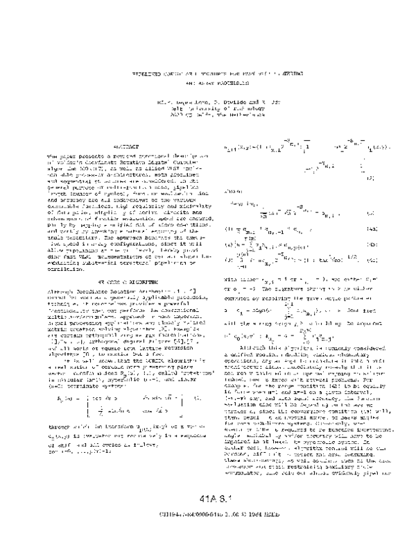 Pdf Pipelined Cordic Architectures For Fast Vlsi Filtering And Array Processing