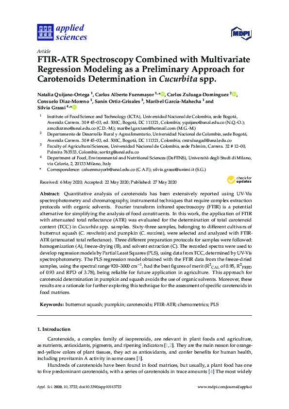 (PDF) FTIR-ATR Spectroscopy Combined with Multivariate Regression ...