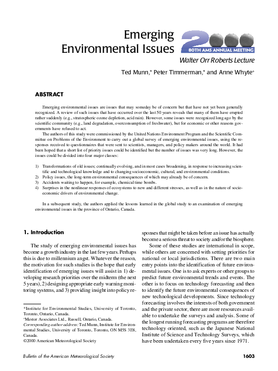 (PDF) Emerging Environmental Issues