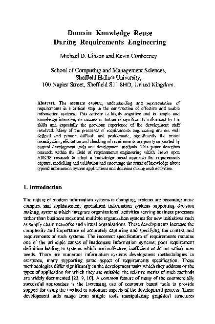 Domain knowledge reuse during requirements engineering