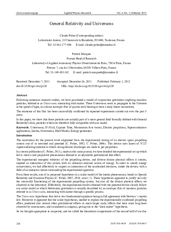 (PDF) General Relativity and Universons