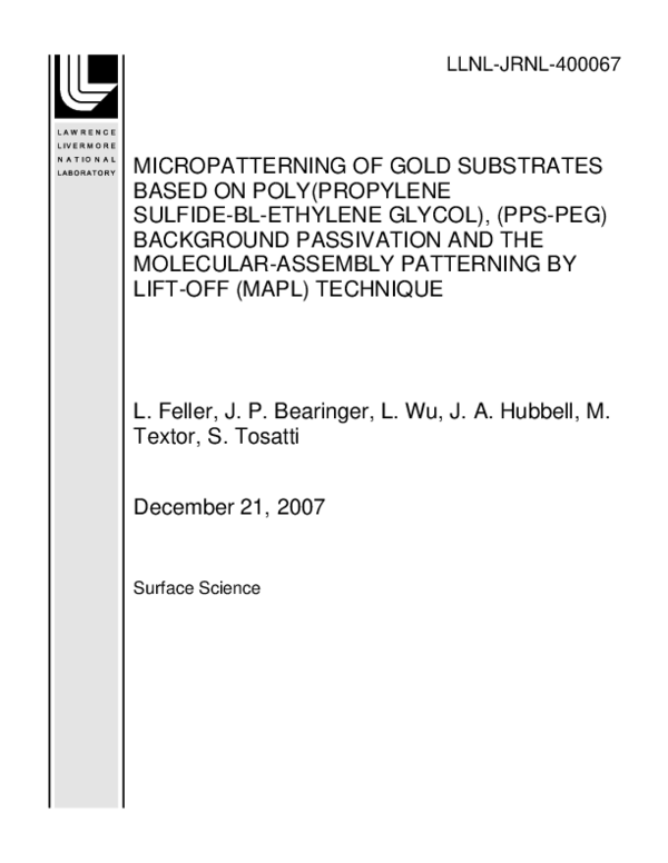 (PDF) Micropatterning of gold substrates based on poly(propylene ...