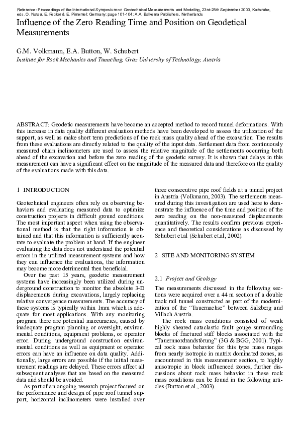 (PDF) Influence of the Zero Reading Time and Position on Geodetical ...