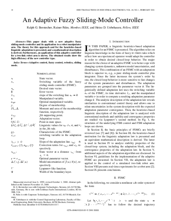 (PDF) An adaptive fuzzy sliding-mode controller
