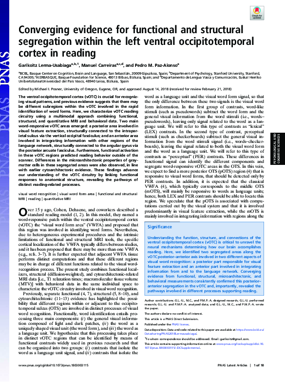 (PDF) Converging evidence for functional and structural segregation within the left ventral ...