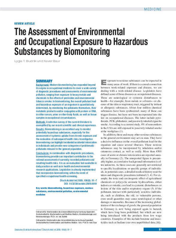 (PDF) The assessment of environmental and occupational exposure to ...
