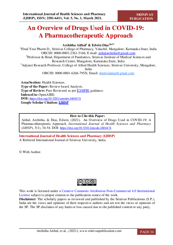 (PDF) . Overview of Drugs used Fullpaper (1)