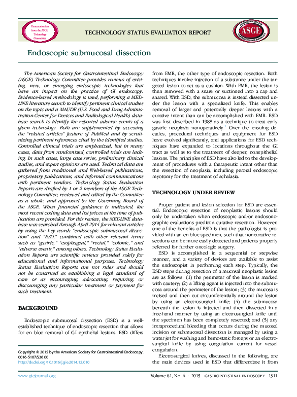 (PDF) Endoscopic Submucosal Dissection
