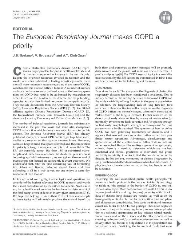 (PDF) The European Respiratory Journal makes COPD a priority