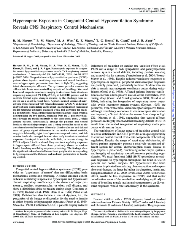 (PDF) Hypercapnic Exposure in Congenital Central Hypoventilation ...