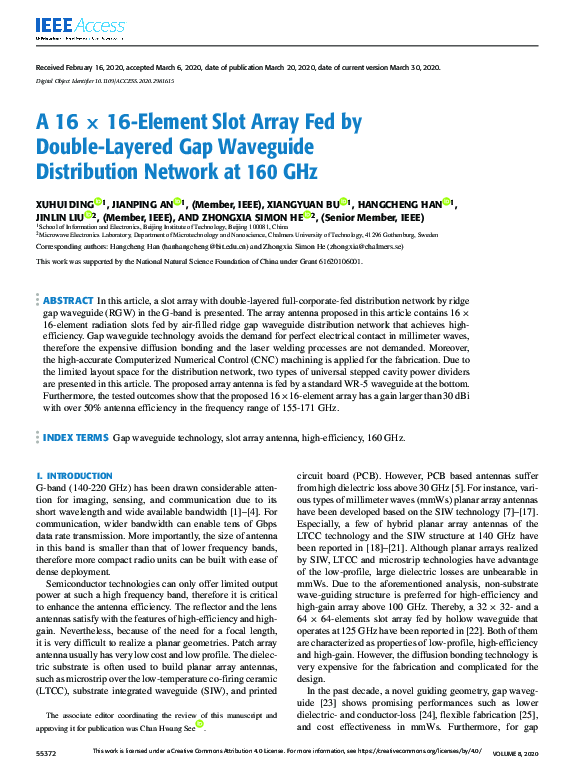 (PDF) A 16 × 16-Element Slot Array Fed by Double-Layered Gap Waveguide ...