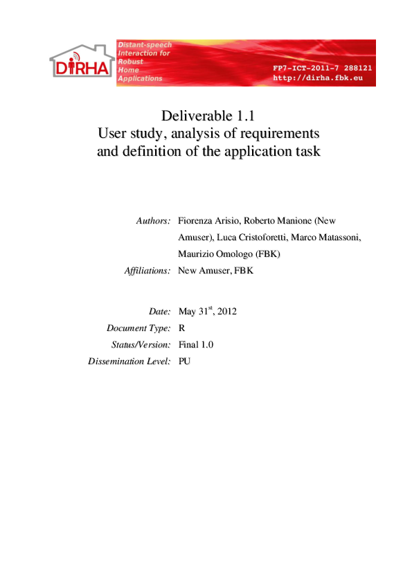 (PDF) User study, analysis of requirements and definition of the ...