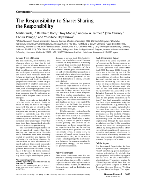 (PDF) The Responsibility to Share: Sharing the Responsibility
