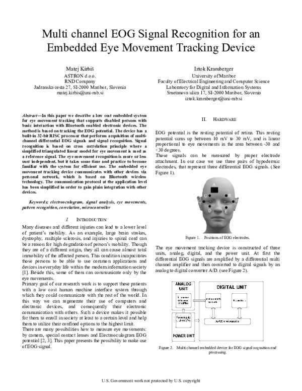 (PDF) Multi Channel EOG Signal Recognition for an Embedded Eye Movement ...