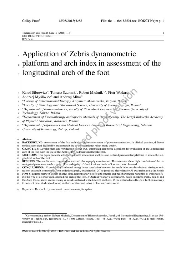 (PDF) Application of Zebris dynamometric platform and Arch Index in ...