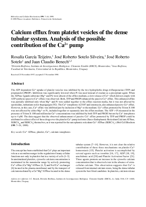 (PDF) Calcium efflux from platelet vesicles of the dense tubular system ...