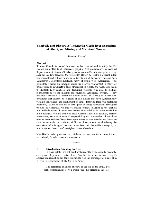 (PDF) Symbolic and discursive violence in media representations of ...