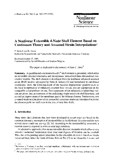 (PDF) A nonlinear extensible 4-node shell element based on continuum ...