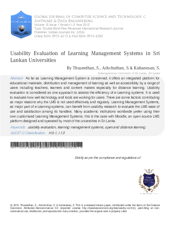 (PDF) Usability Evaluation of a Learning Management System