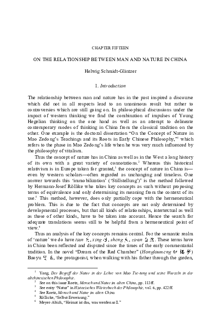 (PDF) On The Relationship Between Man And Nature In China
