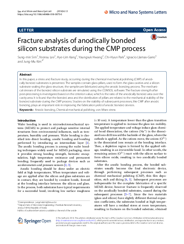 (PDF) Fracture analysis of anodically bonded silicon substrates during ...