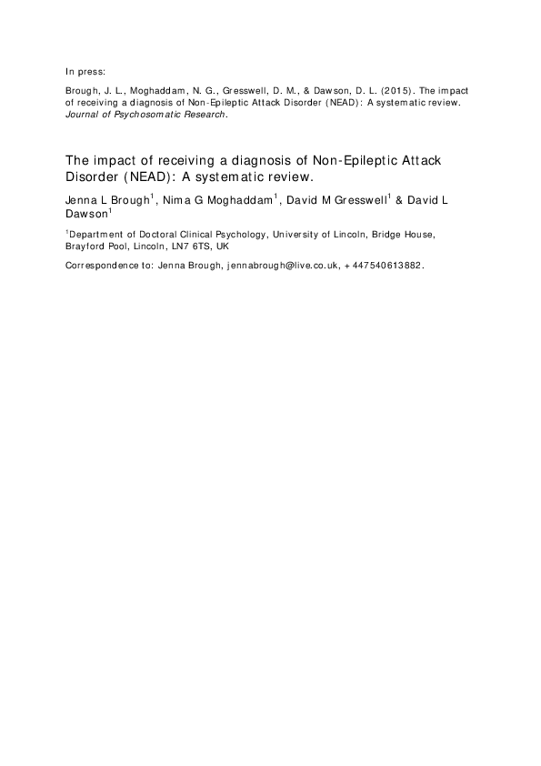 (PDF) The impact of receiving a diagnosis of Non-Epileptic Attack ...