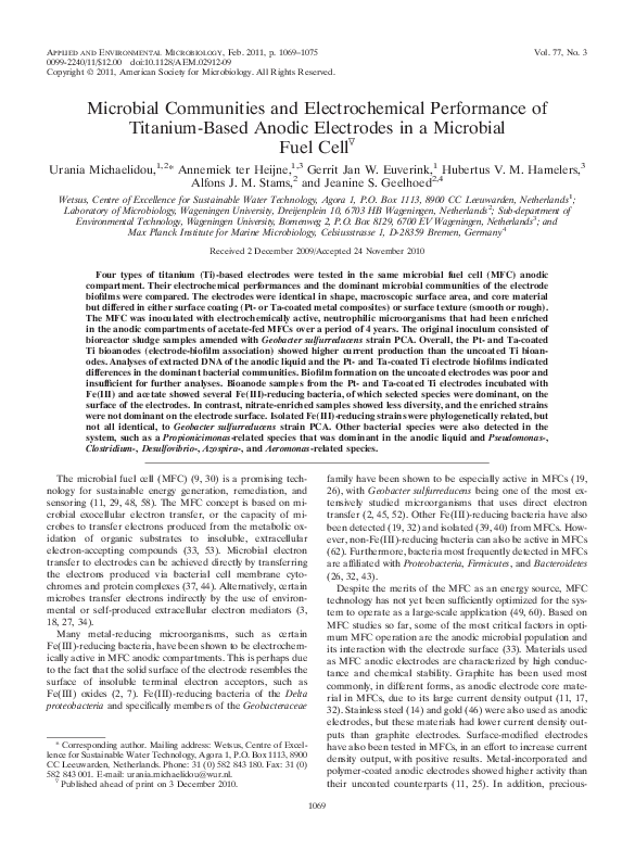 (PDF) Microbial Communities and Electrochemical Performance of Titanium-Based Anodic Electrodes ...