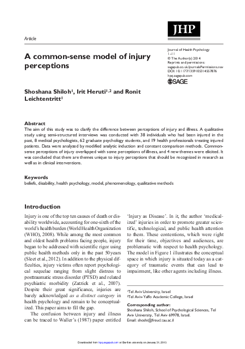 (PDF) A common-sense model of injury perceptions