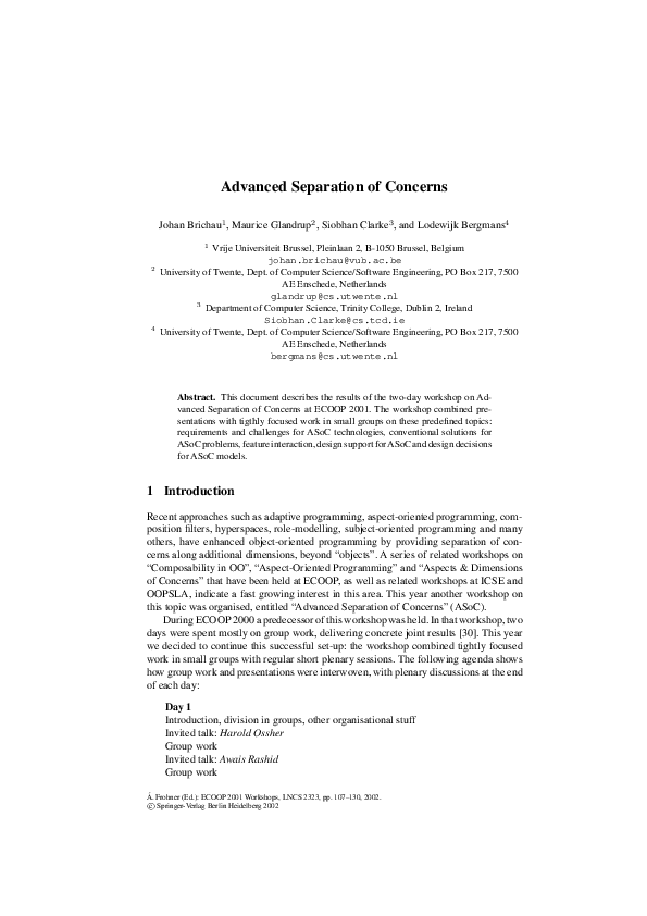 (PDF) Advanced separation of concerns