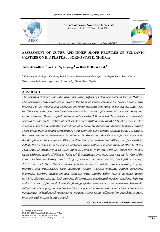 (PDF) Assessment of Outer and Inner Slope Profiles of Volcanic Craters ...