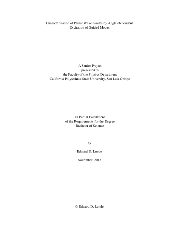 (PDF) Characterization of Planar Wave Guides by Angle-Dependent ...