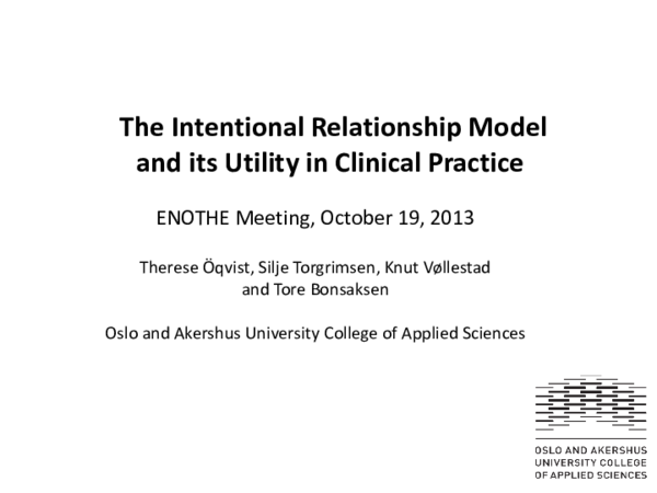(PDF) The Intentional Relationship Model (IRM) and its utility in ...