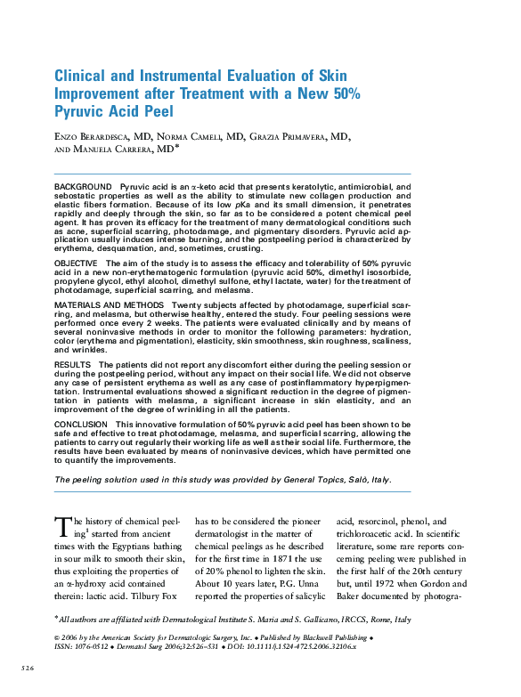 (PDF) Clinical and Instrumental Evaluation of Skin Improvement after ...