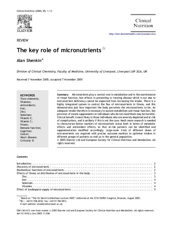 (PDF) The key role of micronutrients