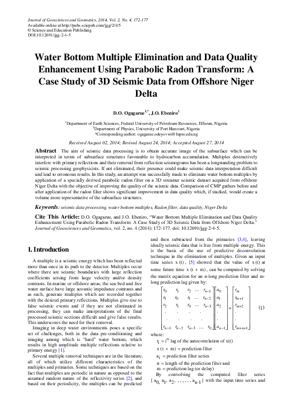 (PDF) Water bottom multiple elimination
