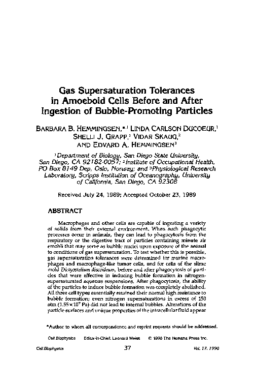 (PDF) Gas Supersaturation Tolerances in Amoeboid Cells Before and After ...