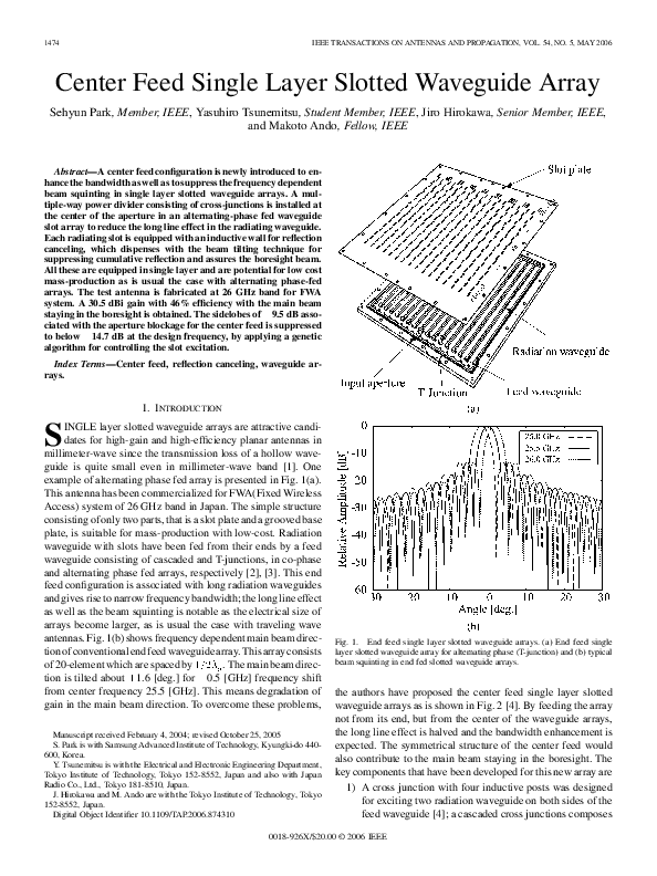 (PDF) Center Feed Single Layer Slotted Waveguide Array
