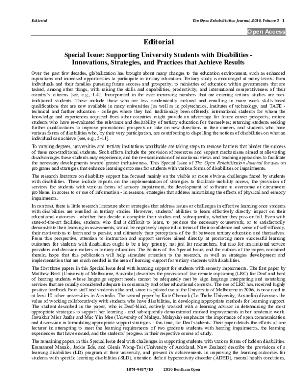(PDF) Editorial: Supporting University Students with Disabilities ...