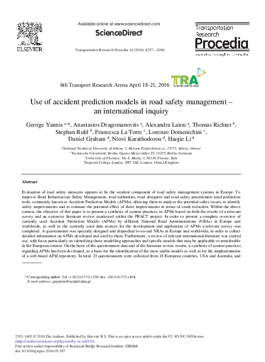 (PDF) Use of Accident Prediction Models in Road Safety Management – An ...