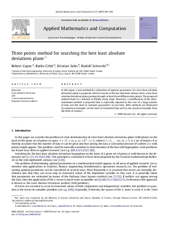 Pdf Three Points Method For Searching The Best Least Absolute