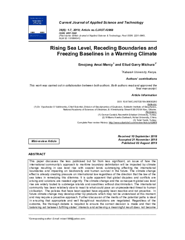 (PDF) Rising Sea Level, Receding Boundaries and Freezing Baselines in a ...