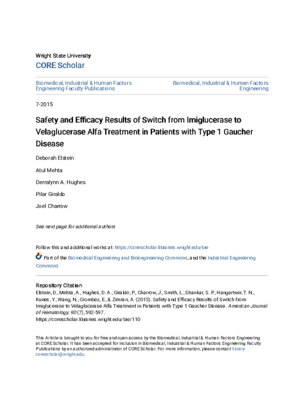 (PDF) Safety and efficacy results of switch from imiglucerase to ...