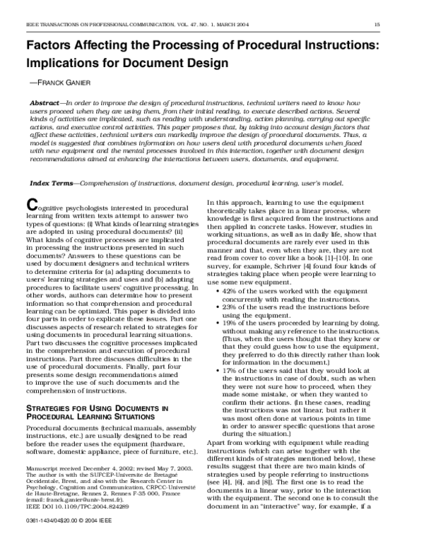 (PDF) Factors Affecting the Processing of Procedural Instructions ...