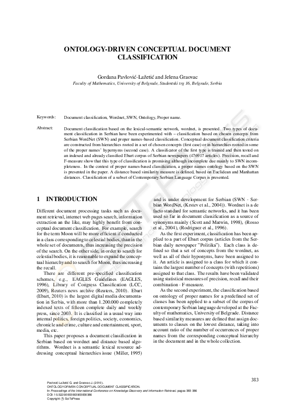 (PDF) Ontology-driven Conceptual Document Classification